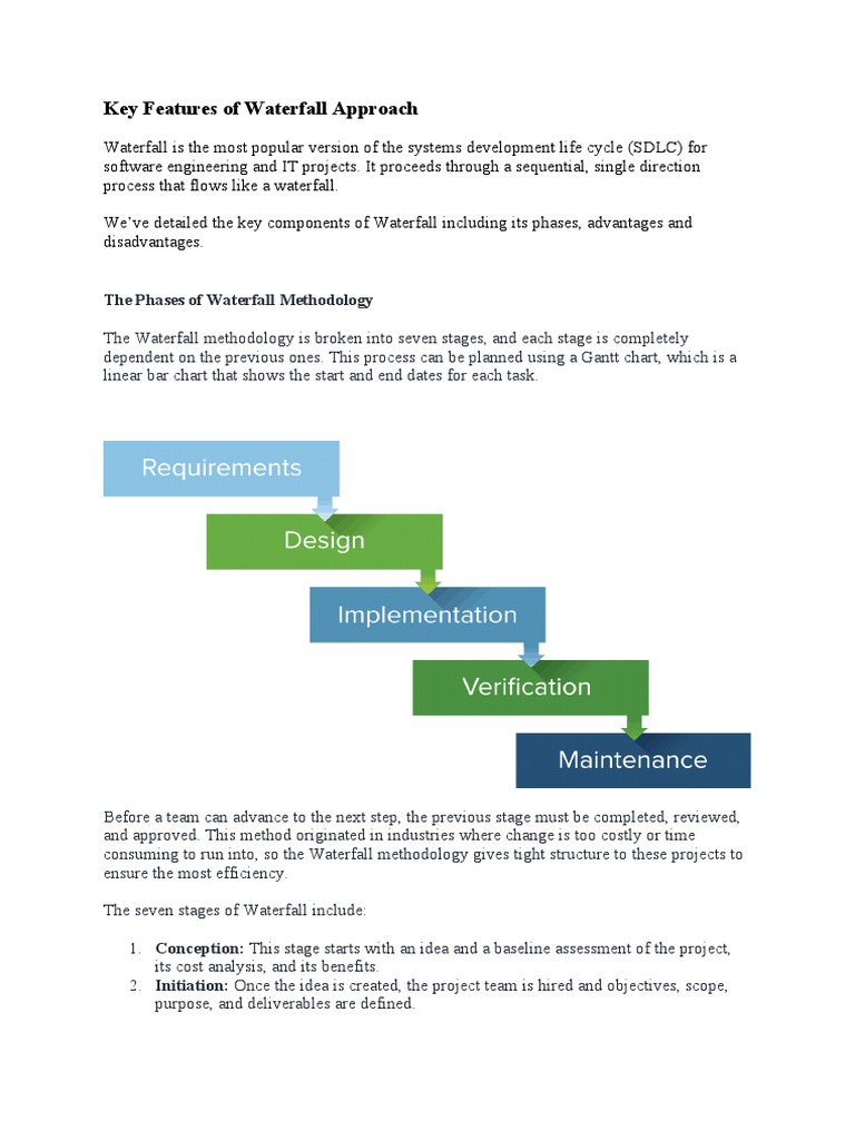 Key Features of Waterfall Approach | PDF | Software Development Process | Systems Engineering