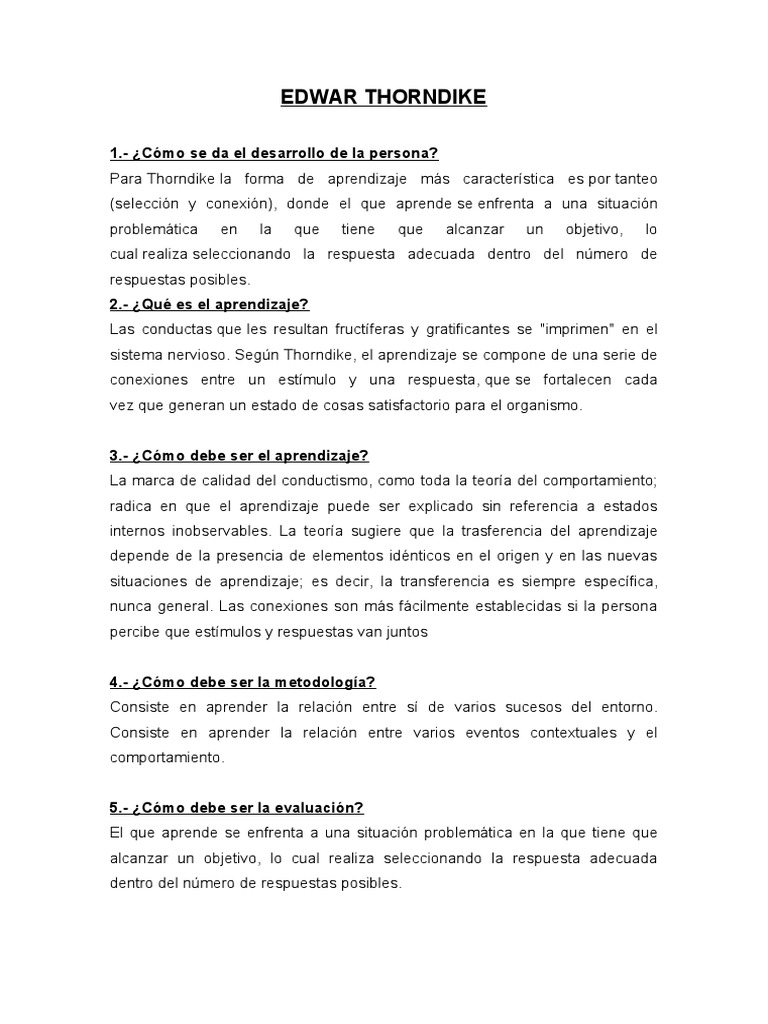 Edwar Thorndike | PDF | Aprendizaje | Comportamiento