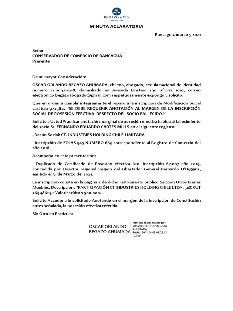Minuta Aclaratoria 1 | PDF Minuta Aclaratoria 1 | PDF