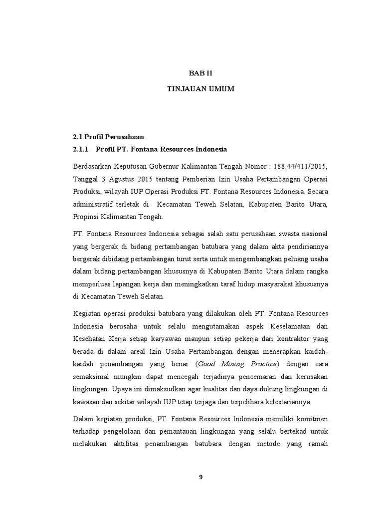 Profil PT Fontana Resources Indonesia | PDF | Sains & Matematika