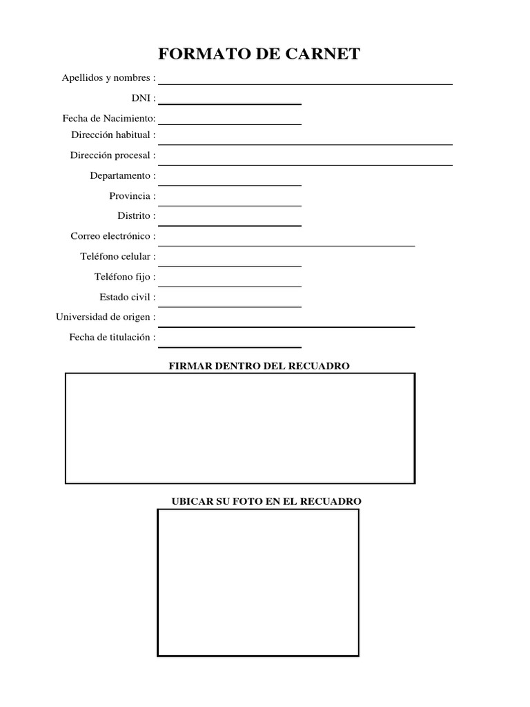 Formato de Carnet | PDF