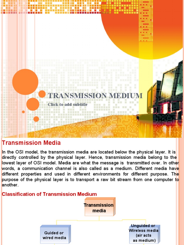 Transmission Medium: Click To Add Subtitle | PDF | Transmission Medium ...