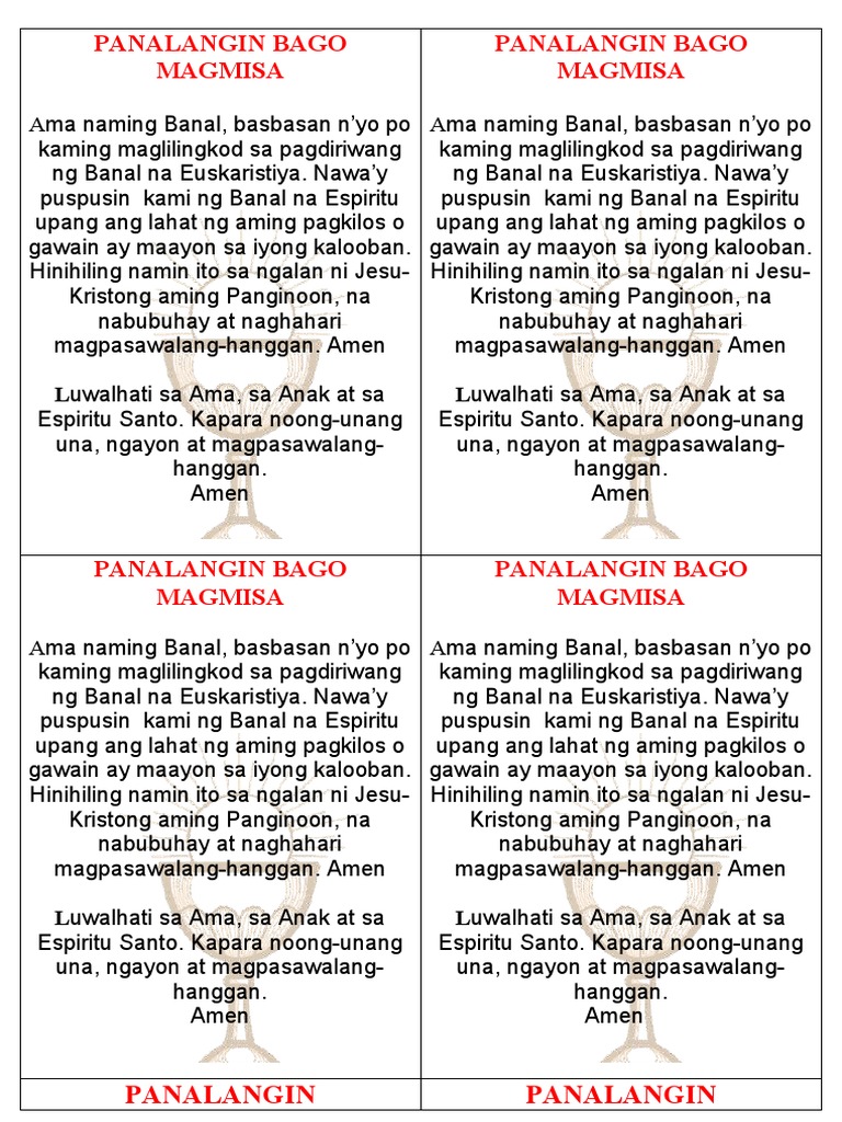 Panalangin Bago Magmisa | PDF