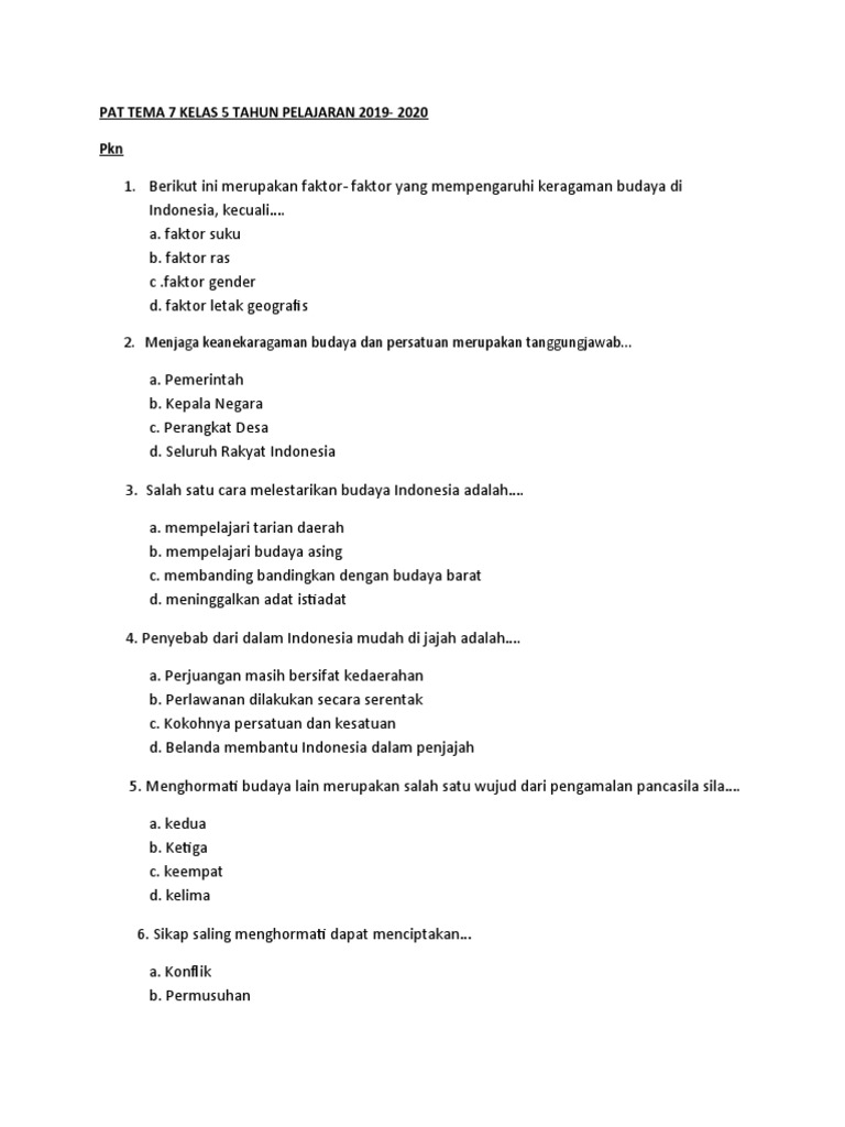 Soal PAS Tema 7 Kls V | PDF
