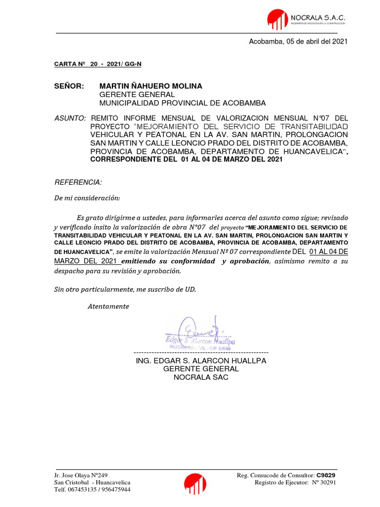 Cartas Presentacion de Informes | PDF