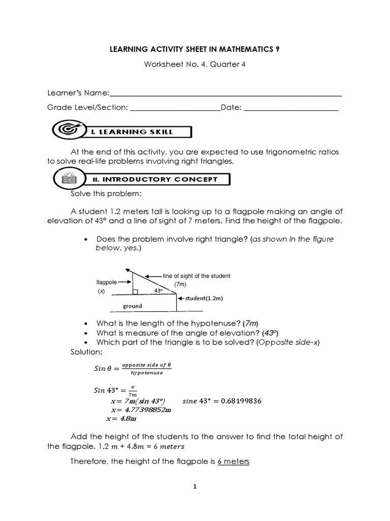 Solving Real-Life Problems Using Trigonometric Ratios: A Mathematics ...