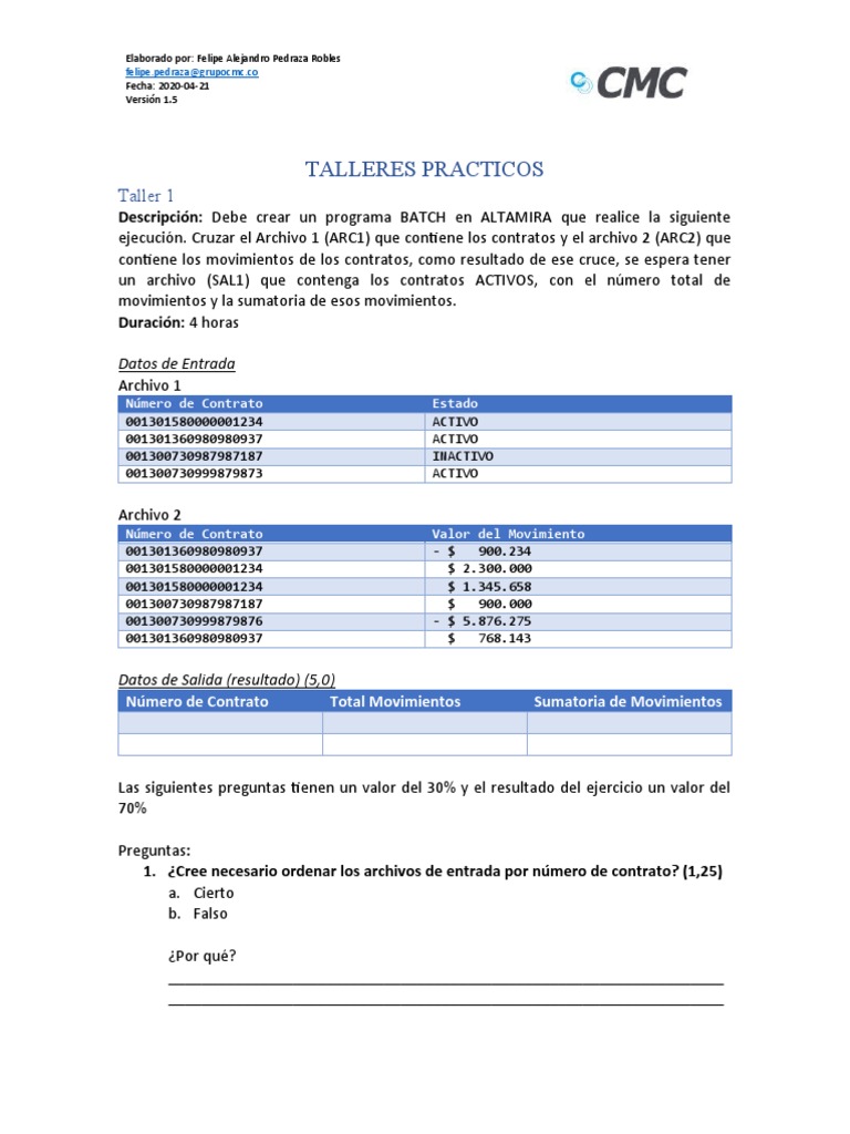 Programa BATCH para Contratos Activos | PDF | Informática | Informática y tecnología de la ...