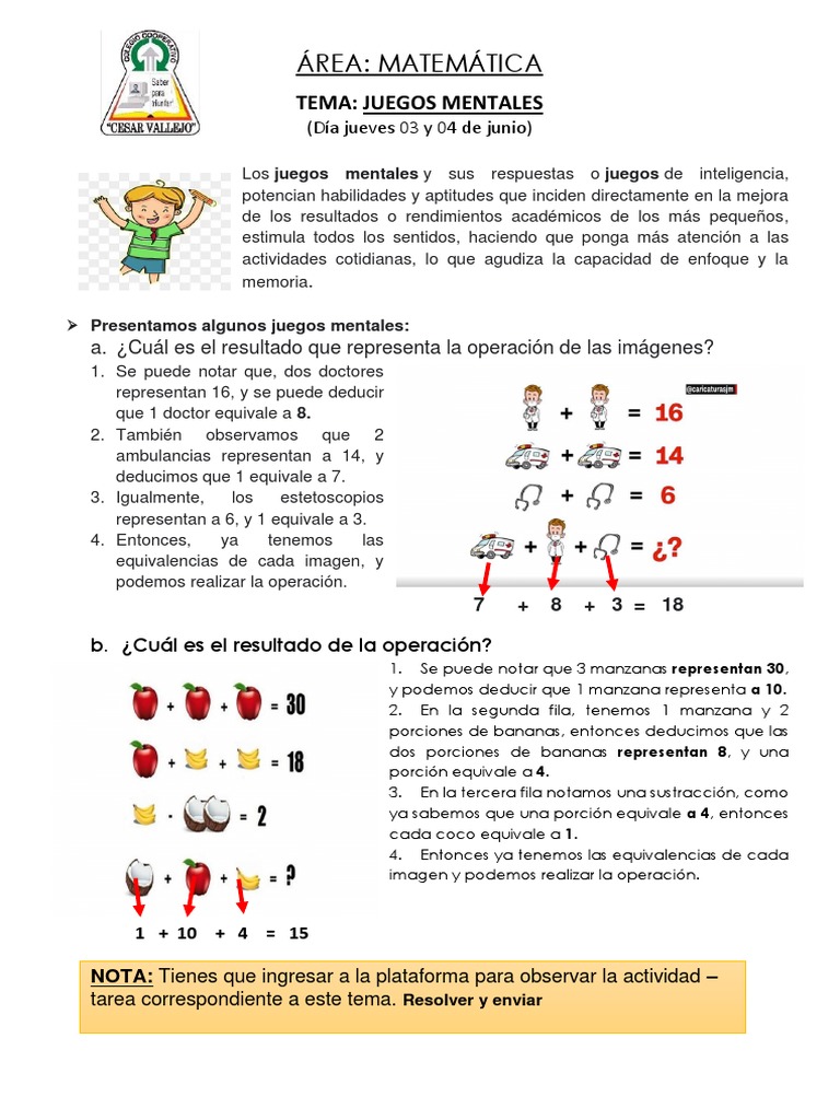 Clases Matemática - Juegos Mentales | PDF