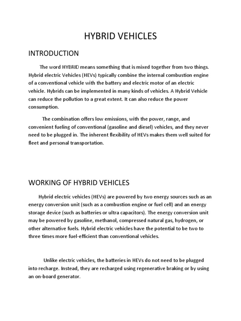 Hybrid | PDF | Hybrid Electric Vehicle | Electric Vehicle