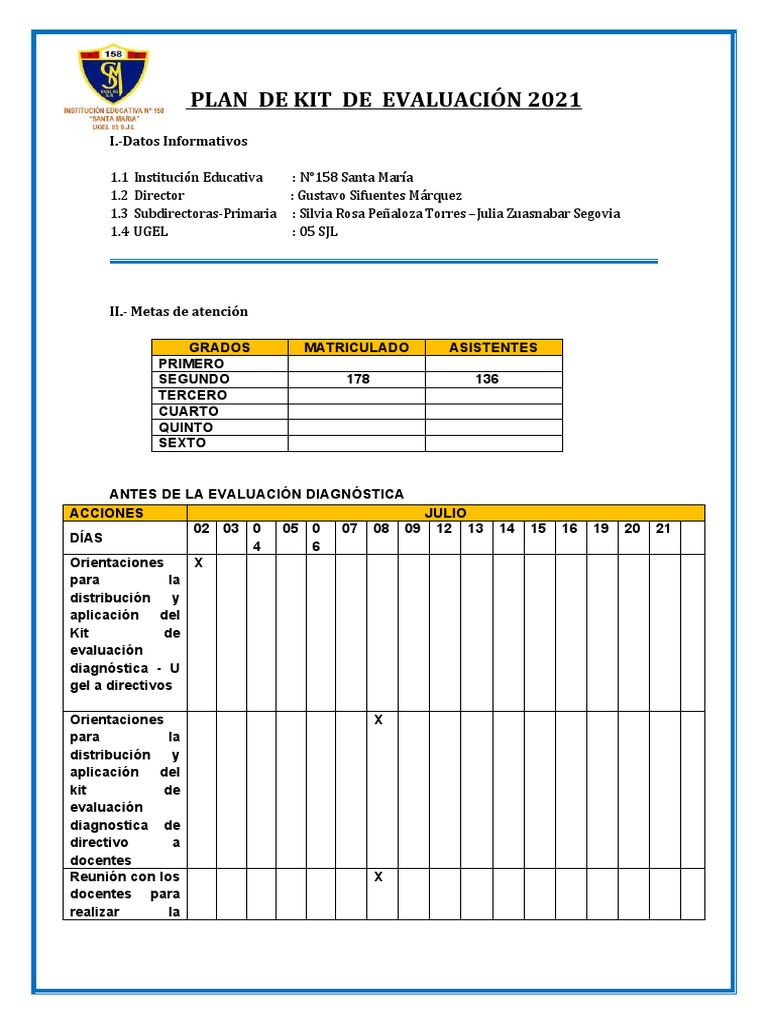 Plan Del Kit de Evaluacion | PDF | Prueba / examen | Science