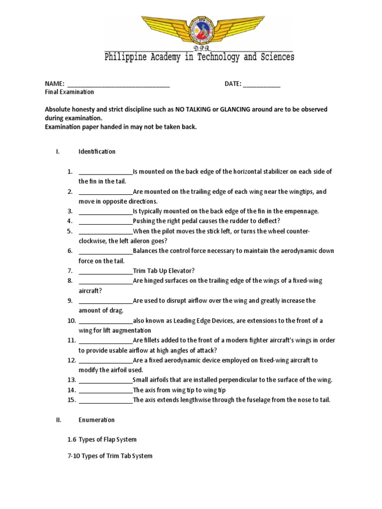 Aviation Control Surfaces Exam Guide | PDF | Flight Control Surfaces ...