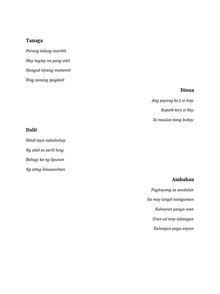 Different Filipino Poems | PDF