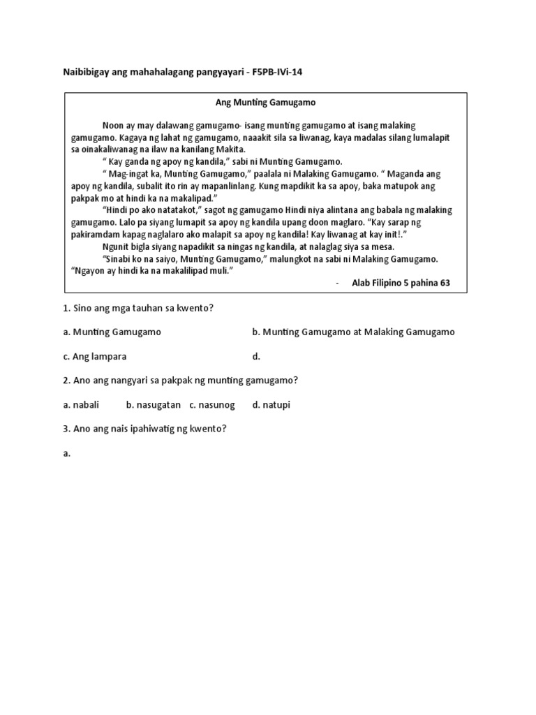 Assessment Filipino | PDF