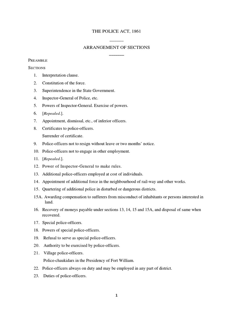 Police Act 1861 | PDF | Criminal Procedure In South Africa | Fine (Penalty)