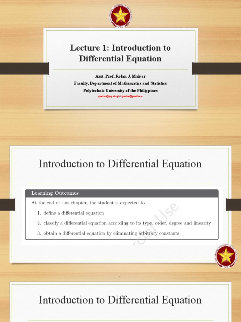 Lecture 1 Differential Equation | PDF
