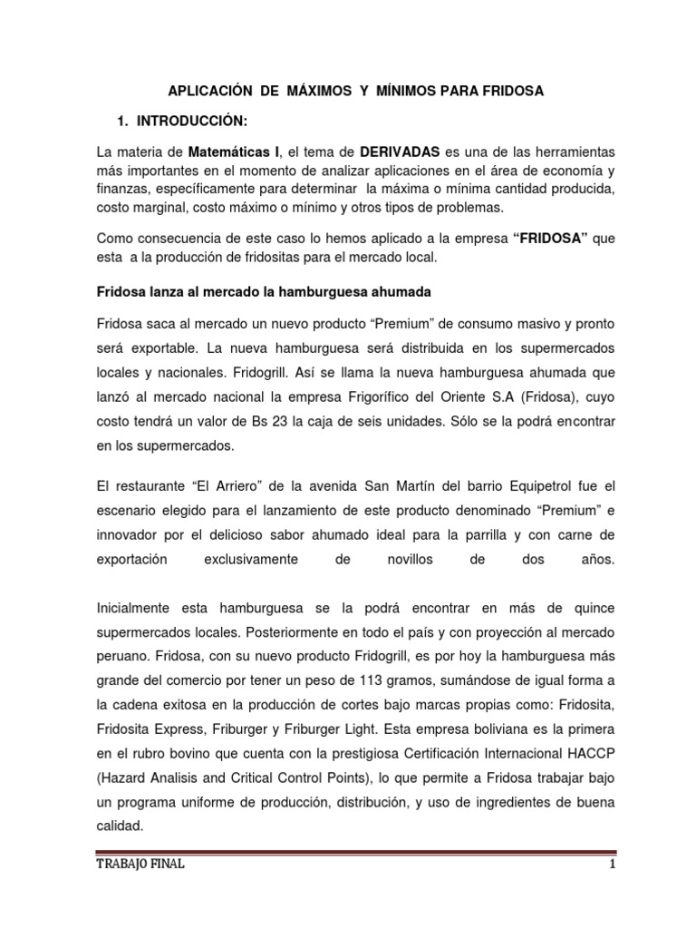 Ejemplo Fridosa en Aplicacion de Maximos y Minimos | PDF | Derivado ...
