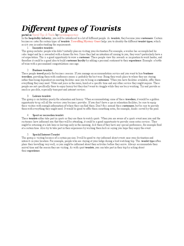 Different Types of Tourists: Travel Tips & Tricks Travellingmystery ...