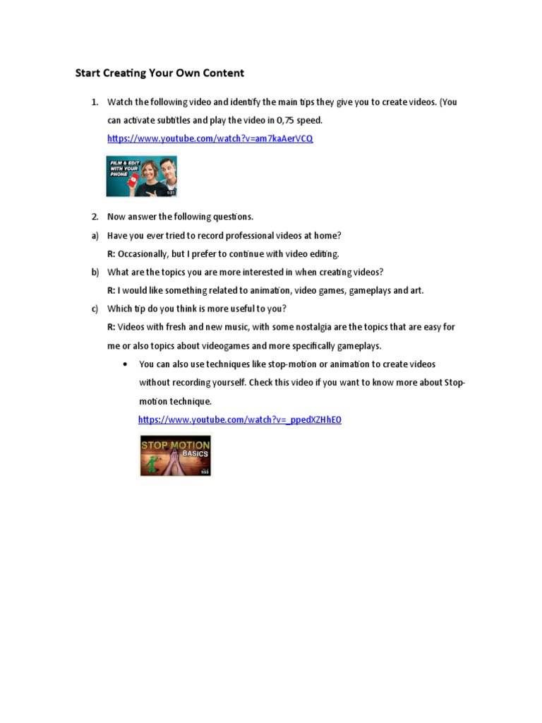 Start Creating Your Own Content | PDF | Computers