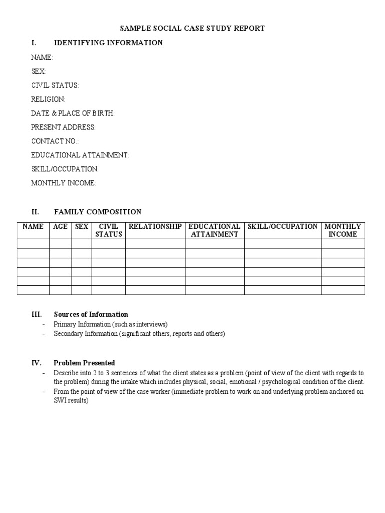 Sample Case Study Report | PDF | Social Support | Family
