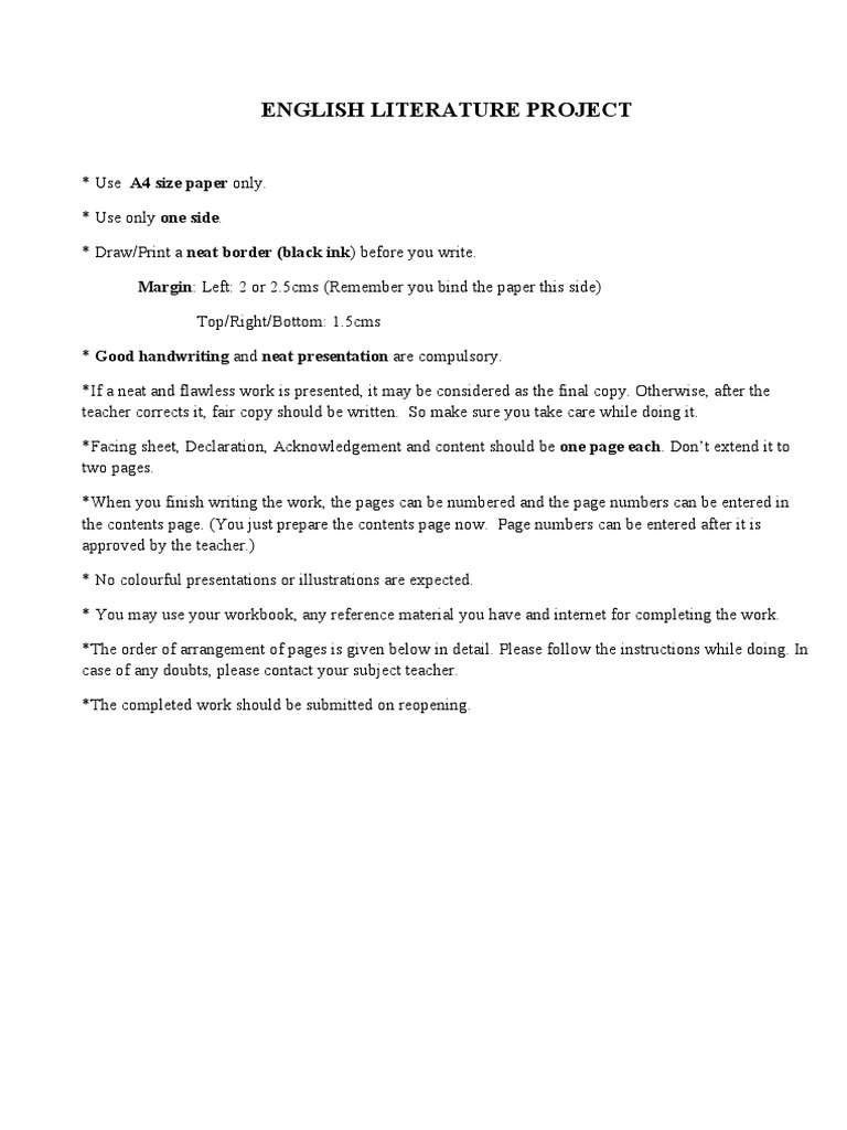 English Literature Project | Download Free PDF | Poetry | Writing