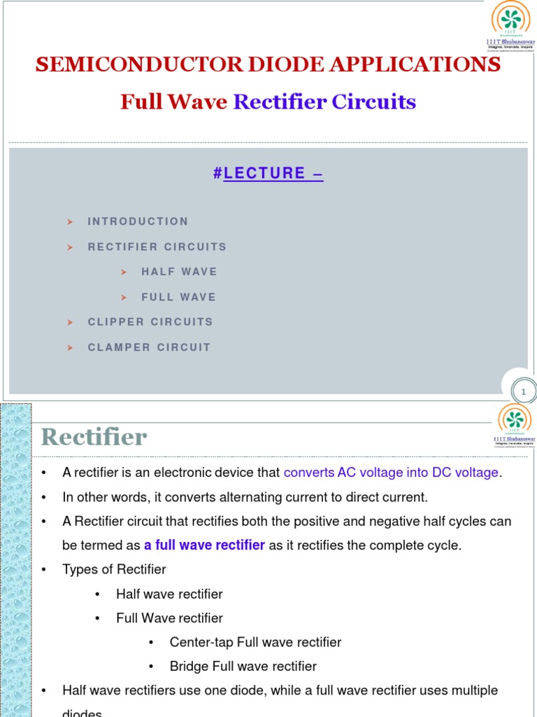 Lecture 7-Fullwave Rectifiers | PDF | Rectifier | Diode