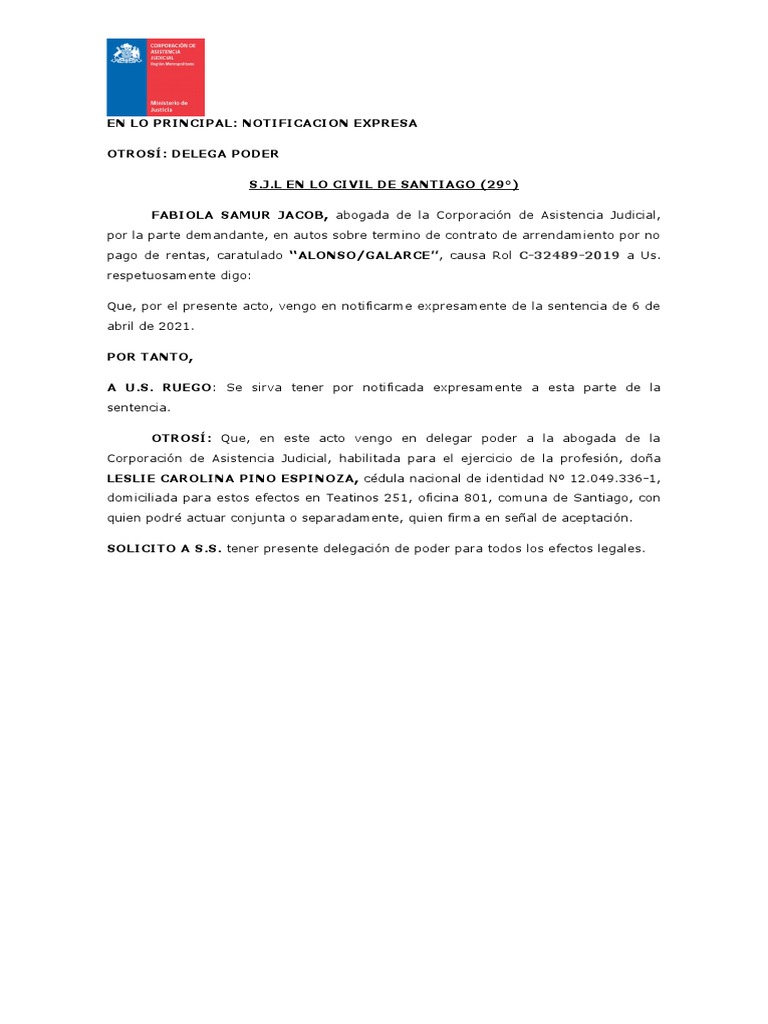 Notificacion Expresa y Delega Poder C-32489-2019 | PDF