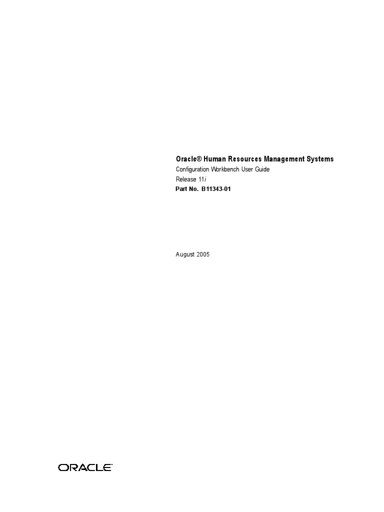 Oracle® Human Resources Management Systems: Con Guration Workbench User Guide Release 11i | PDF ...
