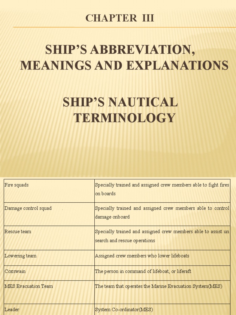 Ship's Abbreviation, Meanings and Explanations | PDF | Ships | Cruise Ship
