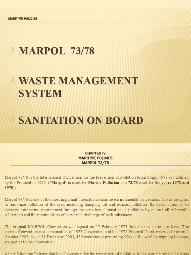 Maritime Policies (Marpol) 73-78 | PDF | Recycling | Waste
