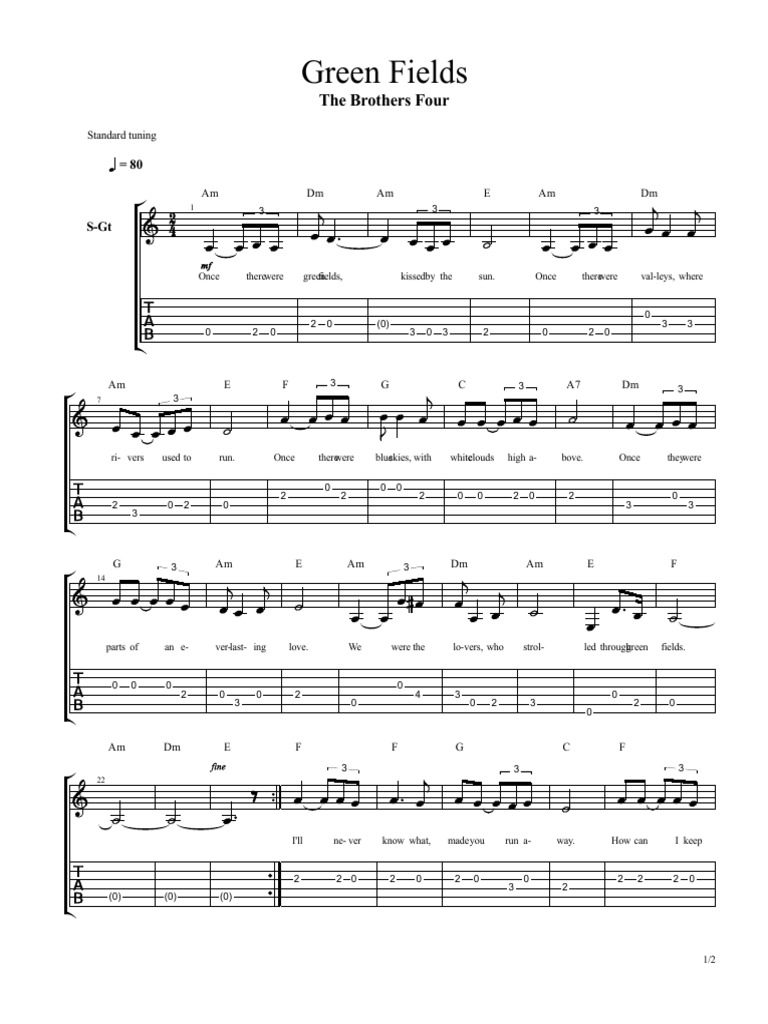 The Brothers Four: Green Fields Chords | PDF