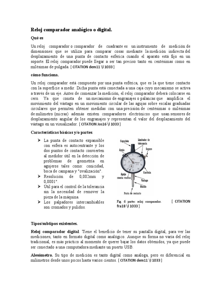 Tipos y partes del reloj comparador | PDF | Observación científica | Equipo
