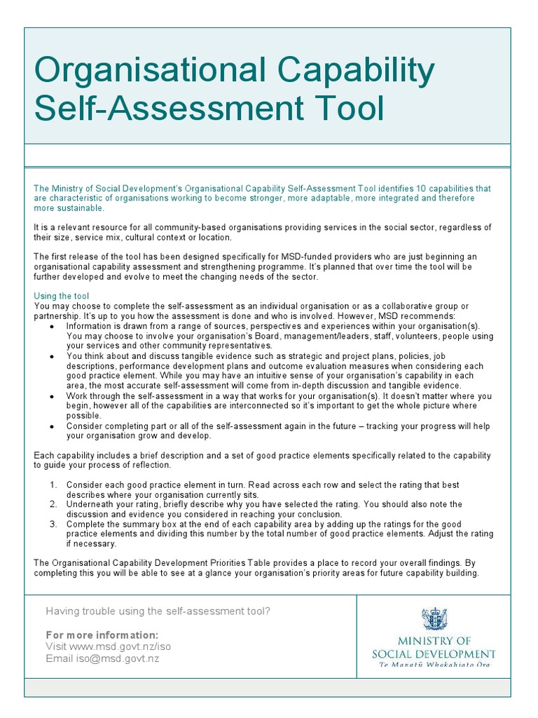 Organizational Capability Self-Assessment Tool | PDF | Governance ...