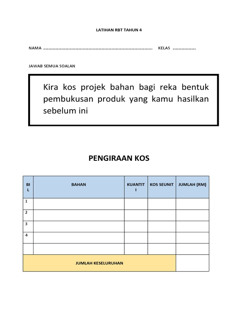 Latihan RBT Tahun 4 | PDF