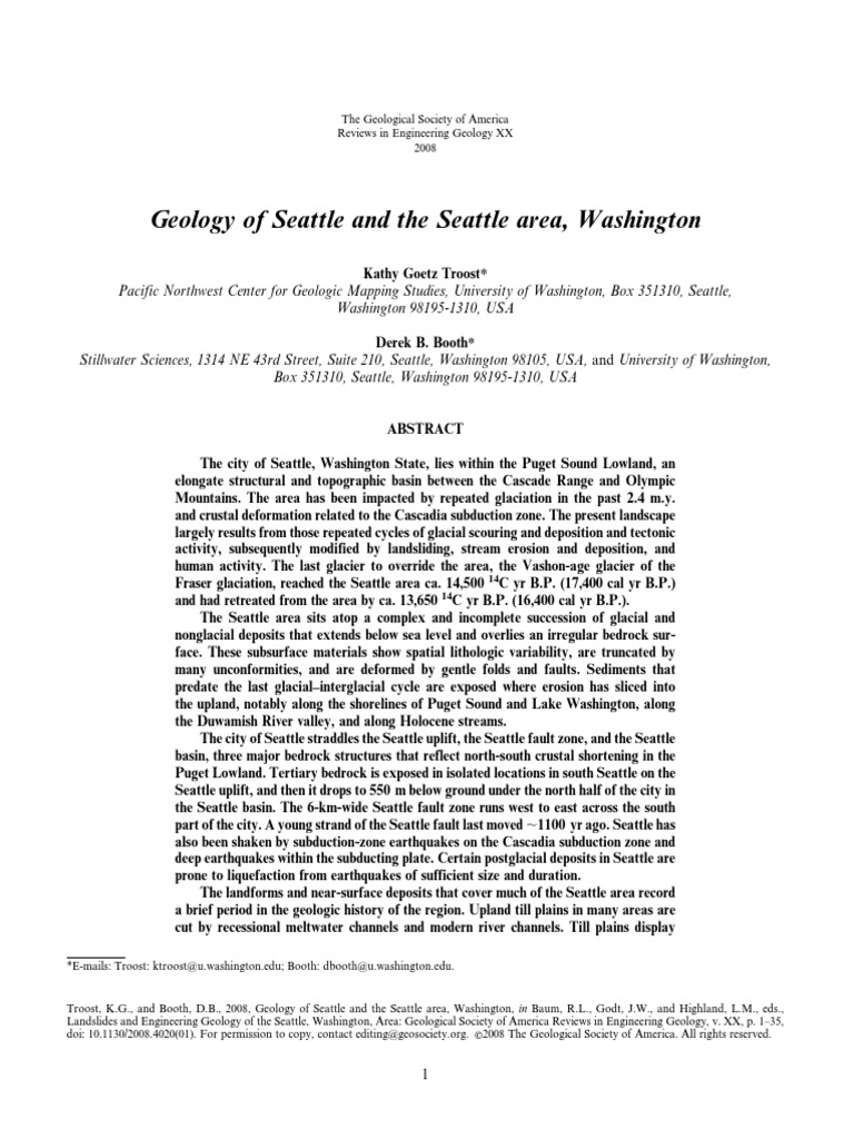 Geology of Seattle and The Seattle Area Washington 2 | PDF | Clastic ...