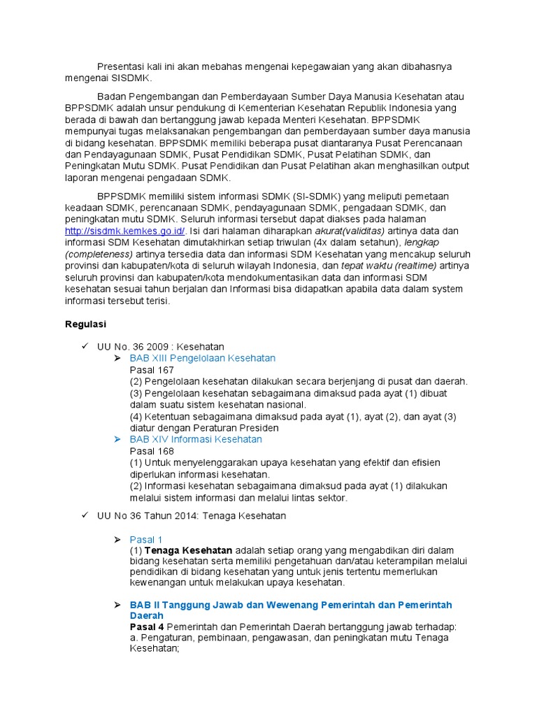 Penjelasan Presentasi Materi Sisdmk | PDF