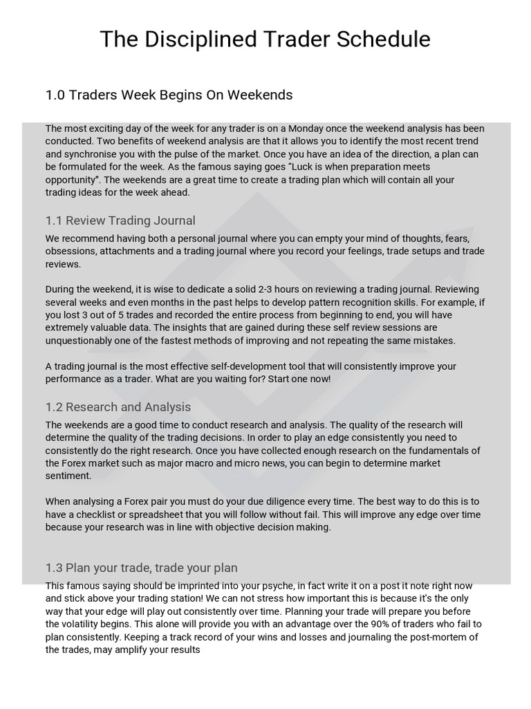 The Disciplined Trader Schedule | PDF