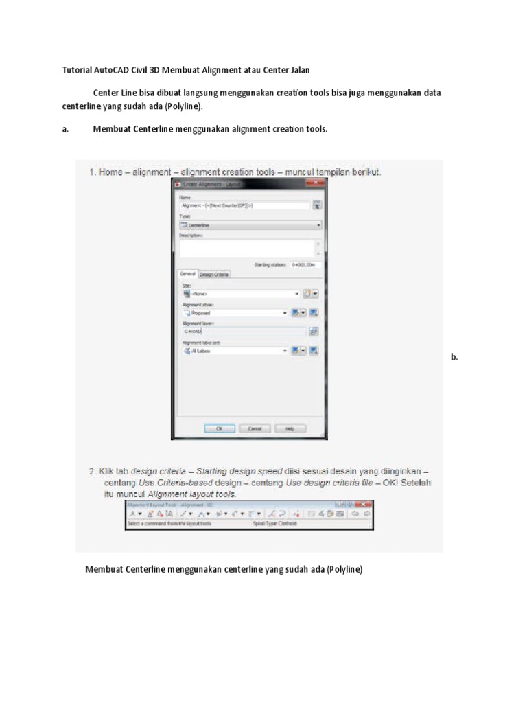 Tutorial AutoCAD Civil 3D Membuat Alignment Atau Center Jalan | PDF