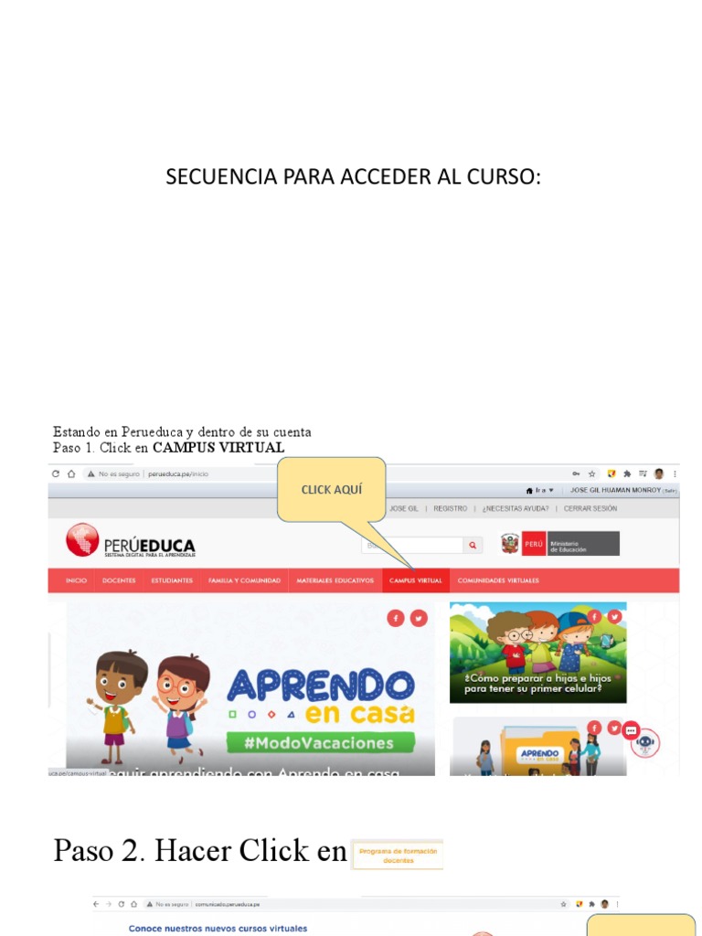 Pasos Acceso Al Curso Perueduca | PDF