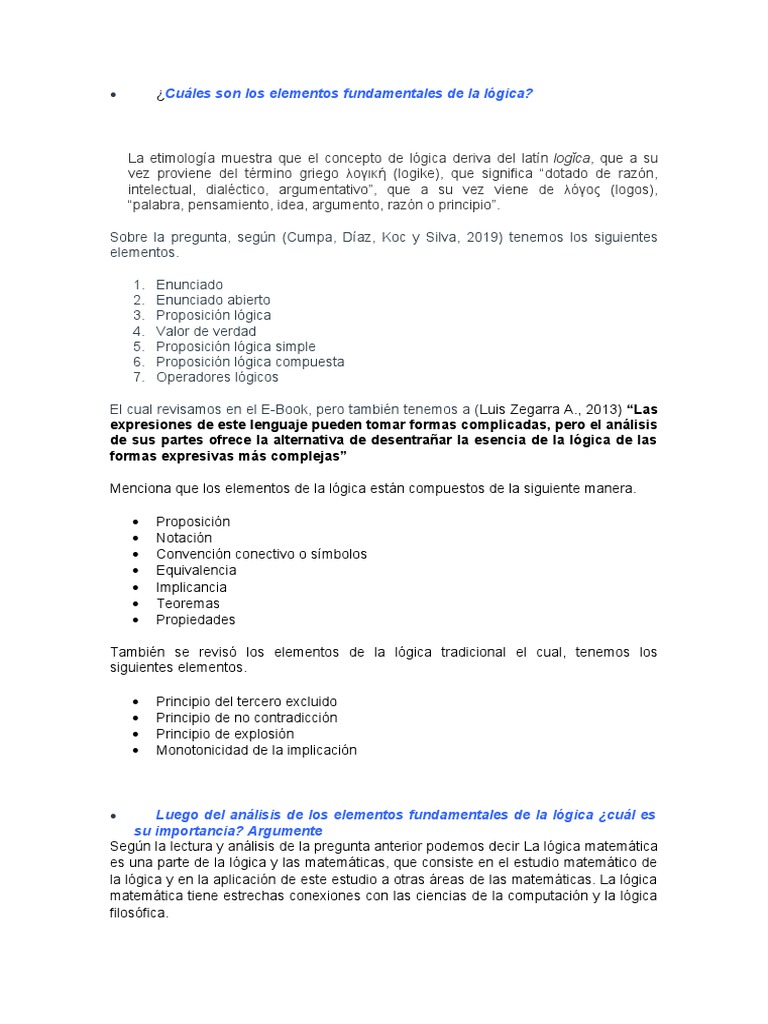Cuáles Son Los Elementos Fundamentales de La Lógica | PDF | Lógica ...