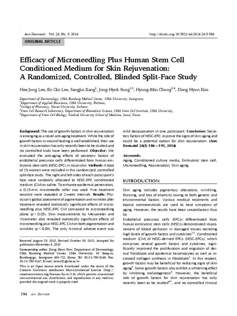 Efficacy of Microneedling Plus Human Stem Cell | PDF | Wound Healing ...