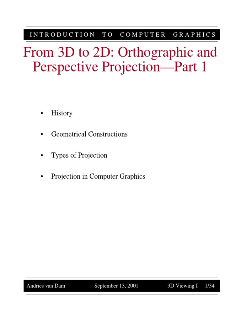 From 3D To 2D: Orthographic and Perspective Projection-Part 1 | PDF ...