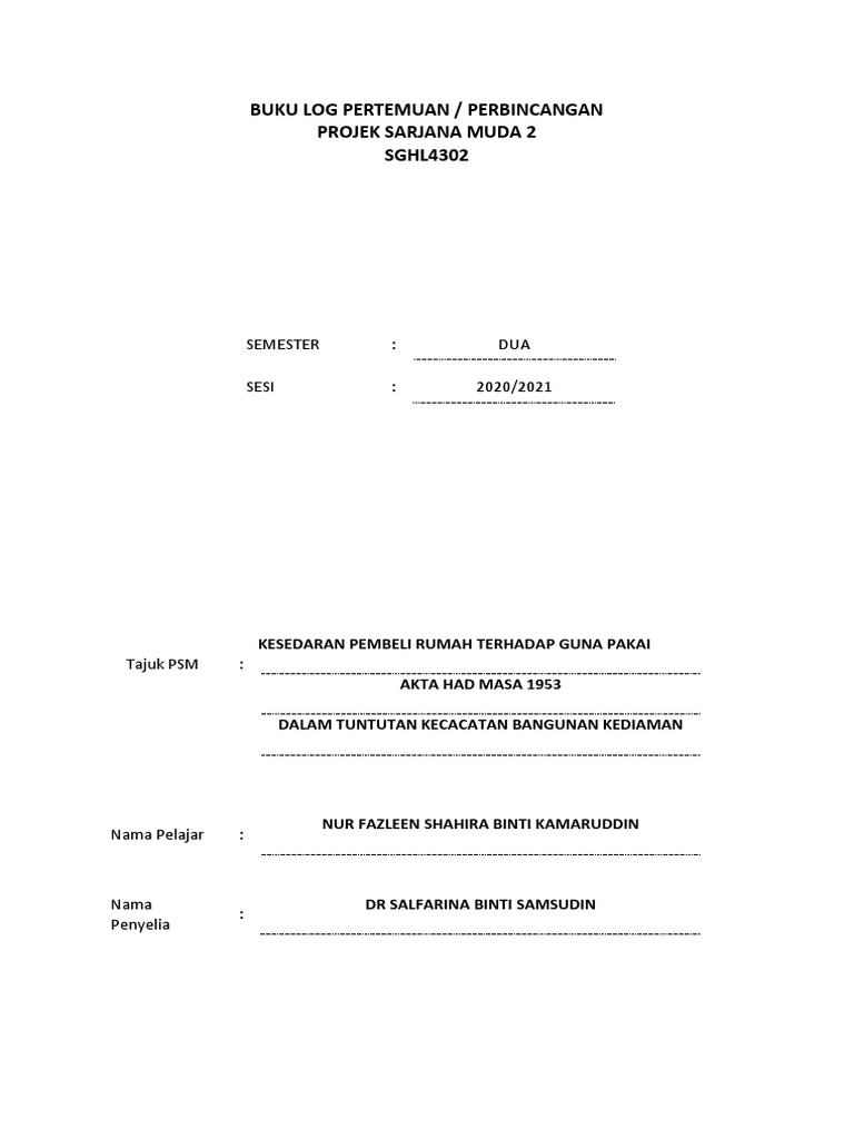 Full Logbook PSM2 Fazleen A17gh0071 | PDF