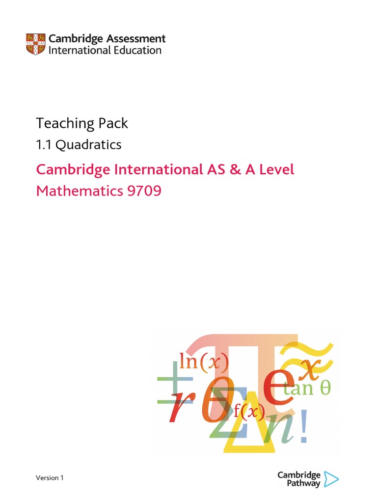 Teaching Pack: Cambridge International AS & A Level Mathematics 9709 ...