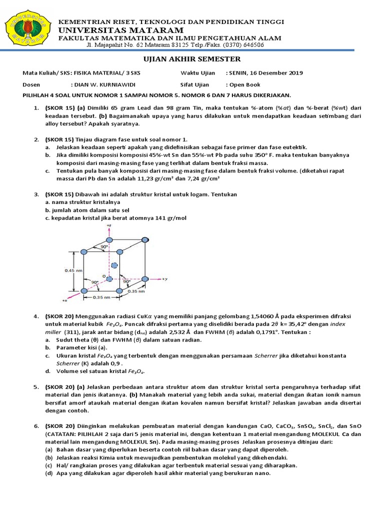 UJIAN AKHIR SEMESTER Material | PDF | Teknologi & Rekayasa