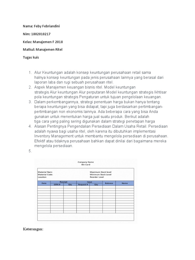 Kuis Manajemen Ritel Feby | PDF