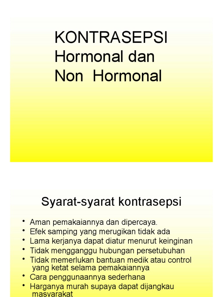 Kontrasepsi Hormonal Dan Non Hormonal | PDF