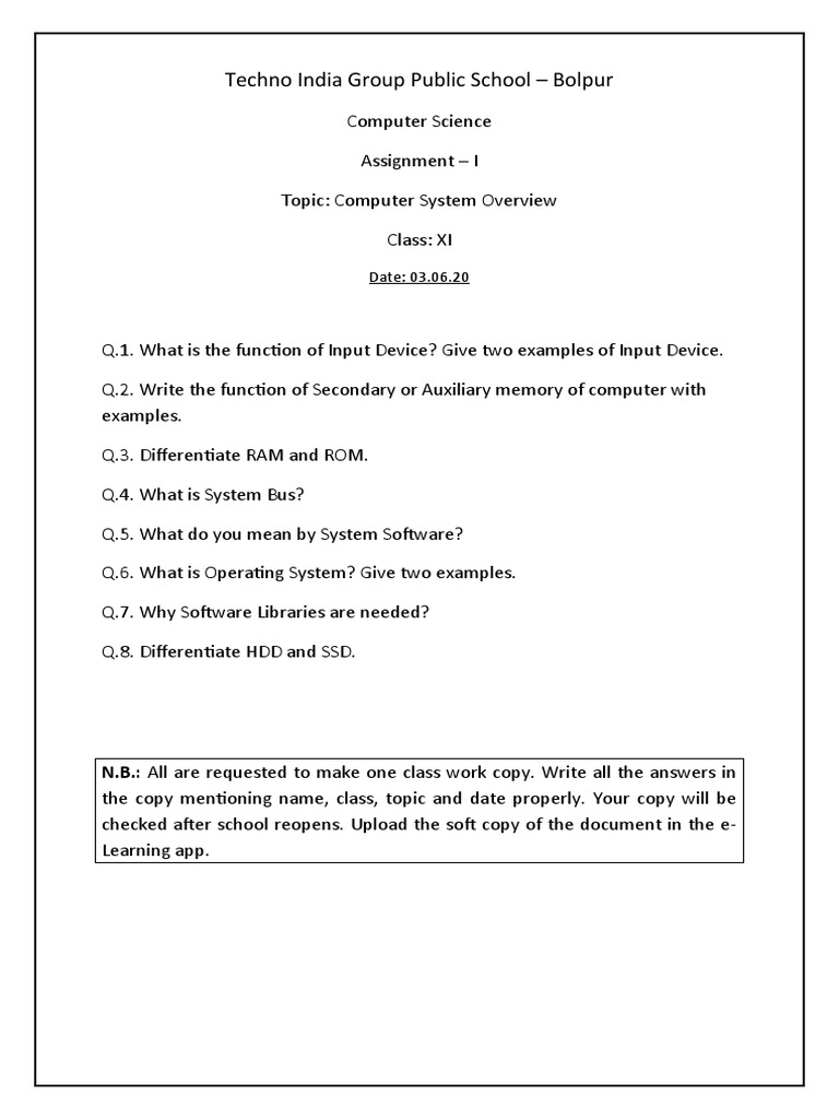 Assignment (Computer System Overview) | PDF