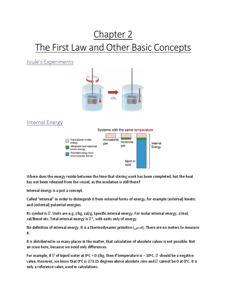 The First Law and Other Basic Concepts: Joule's Experiments | PDF ...