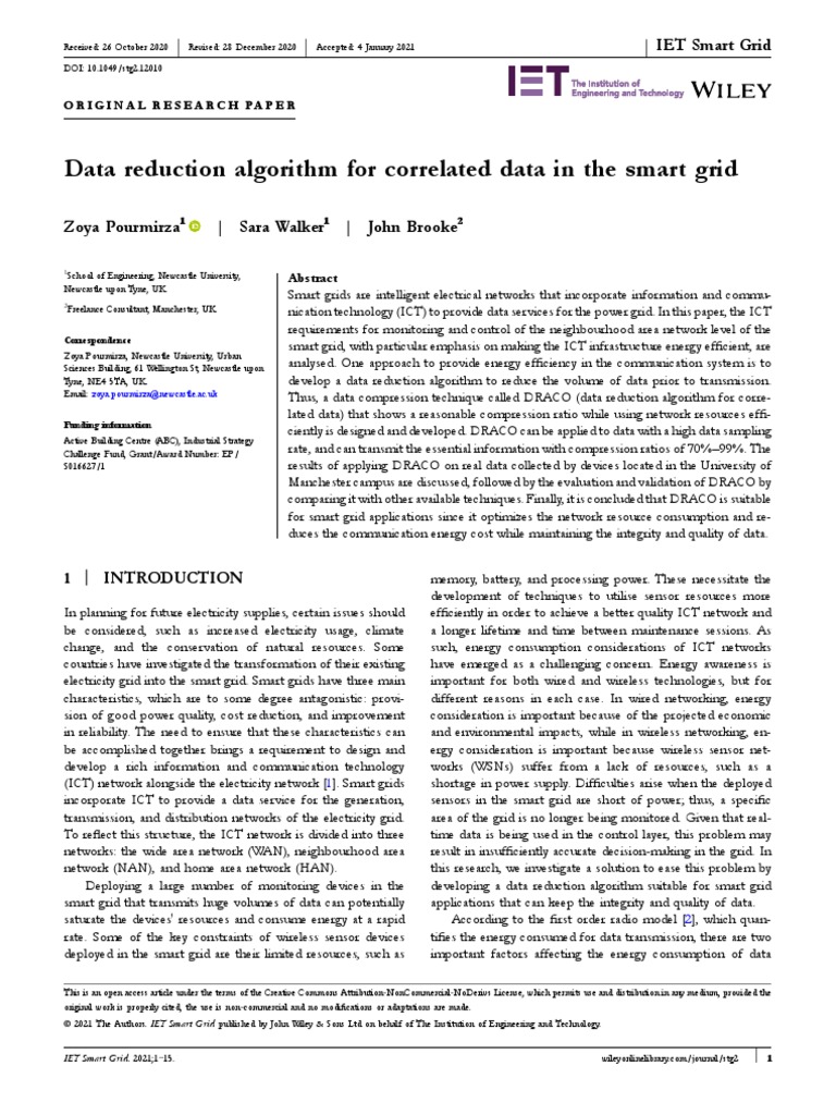 Data Reduction Algorithm For Correlated Data in The Smart Grid | PDF ...
