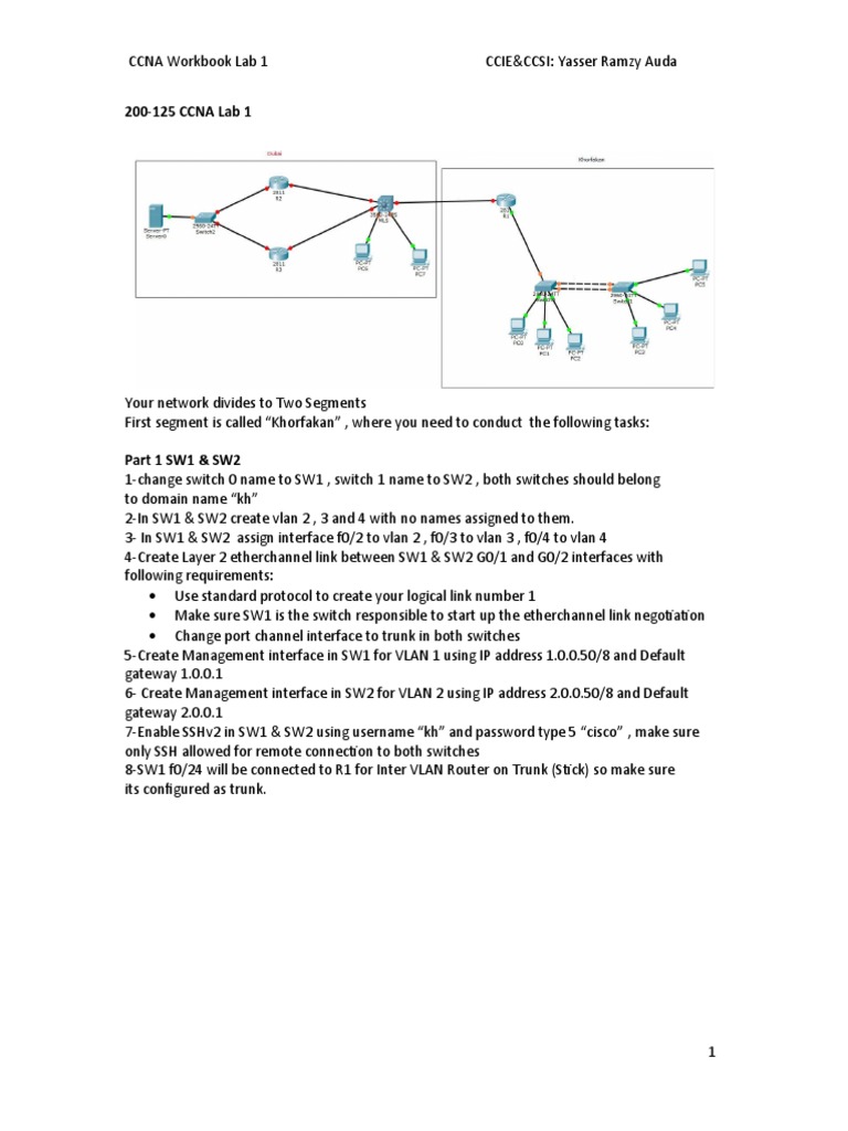 CCNA Lab 1 | PDF | Computer Network | Ip Address